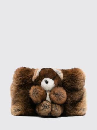 Anita Bilardi Clutch mit Teddyb&auml;r-Print aus Kunstpelz von mit abnehmbarem Griff