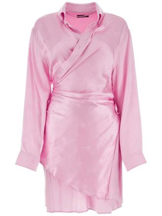 Balenciaga robe courte &agrave; motif monogramm&eacute; en jacquard - Rose