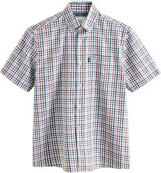 Next Homme Chemise Oxford boutonn&eacute;e &agrave; Manches Courtes Repassage Facile Blue/Red Gingham XL
