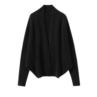 Generic Cardigan classique en cachemire &agrave; manches longues pour femme - Couleur unie - Haut doux et ample, Noir/blanc, taille unique