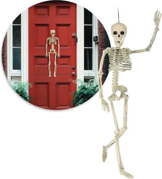 Com-Four 60cm Deko Skelett für Halloween - XL-Skelett aus Kunststoff zum Aufhängen und Aufstellen - Skelett mit beweglichen Gelenken - hoher Grusel-Faktor für 