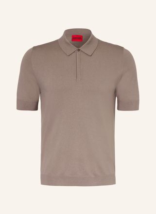 HUGO BOSS Hugo Strick-Poloshirt San Peter braun