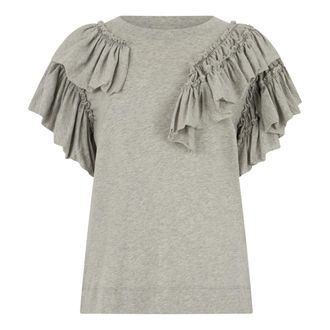 Dries Van Noten Femme, Blouses et Chemises, Gris, Taille: 36 FR T-shirt en coton avec volants