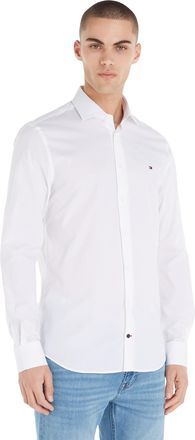 Tommy Hilfiger Herren Hemd Langarm, Weiß (Bright White), 45
