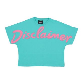 Disclaimer Logo Crop Tee Mint Fuchsia - - Tops - Damen - Blau - L