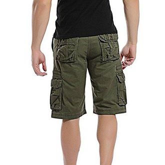 Generic Pantalon de jogging pour homme - Pantalon cargo d&eacute;contract&eacute; en plein air - Short color&eacute; pour homme, Vert arm&eacute;e., 31