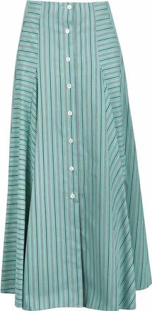 SOLOTRE Femme, Jupes, Vert, Taille: 46 FR Gonna lunga ABF a righe