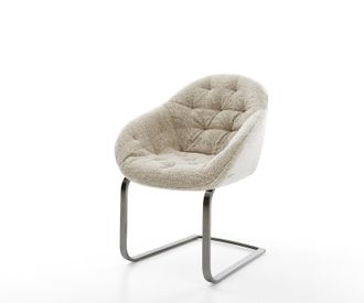 DELIFE Freischwinger Gaio-Flex Webstoff Soft Beige Freischwinger flach Graphit, Esszimmerst&uuml;hle