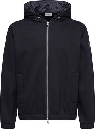 Moncler Moncler Leather Logo Cotton Blend Zip-up Hoodie, Men, Blue, Size: 3xl