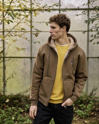 Faguo Sweat zipp&eacute; &agrave; capuche marron