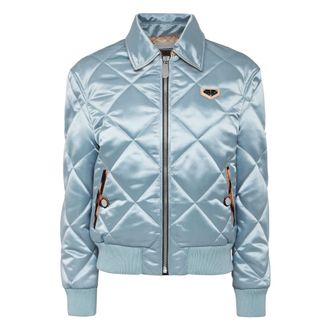 Philipp Plein Femme, Vestes, Bleu, Taille: 40 FR Nylon Quilted Bomber Iconic Plein