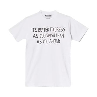 Moschino Femme, Tops, Blanc, Taille: 42 FR T-shirt en coton à imprimé graphique