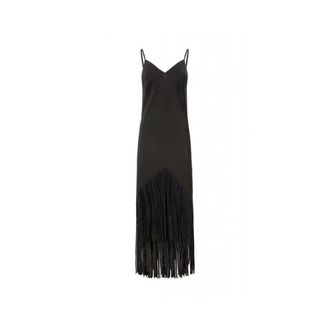 Pinko Pinko, Femme, Robes, Noir, Taille: 46 FR Longue Robe Nuisette &agrave; Franges