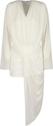 CHRISTOPHER ESBER Mini-robe &agrave; manches longues effet drap&eacute; - Femme - Robes - Blanc - Taille: 36 FR