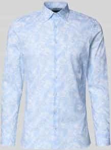 Olymp No. 6 Super Slim Fit Business-Hemd im Allover-Look mit Kentkragen