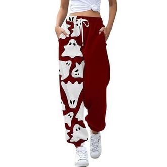 Generic Pantalon de surv&ecirc;tement taille haute pour femme - Pantalon de jogging sportif et actif avec poches - Pantalon ample pour femme de petite taille, borde