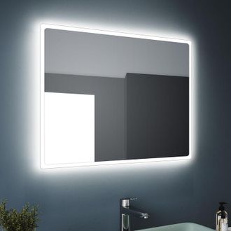 Sonni Badspiegel Led Beleuchtung Badezimmerspiegel mit led Kaltweißer Beleuchtung 60x80 cm Vertikal/Horizontal, Wandschalter, Schutzklasse IP44 - Sonni