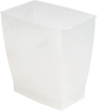 InterDesign iDesign Papierkorb, rechteckiger Abfalleimer mit 11 L Fassungsvermögen für Bad und Büro, schlichter Kosmetikeimer ohne Deckel aus Kunststoff, weiß