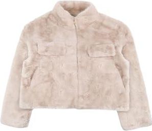 Queen Helena Manteau court dhiver chaud veste avec poils doux d&eacute;contract&eacute; femme PLC08, beige, Taille unique