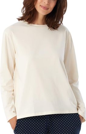 Schiesser Damen Schlafshirt langarm Baumwolle - Mix + Relax Pyjamaoberteil, creme_179273, 46