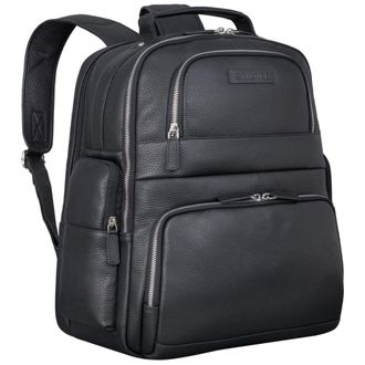 STILORD Josef XXL Leder Rucksack mit Laptop-Fach 15.6 Zoll schwarz Business-Rucksack Herren und Damen Gro&szlig; Lederrucksack f&uuml;r Arbeit, B&uuml;ro, Office, Uni, Schule