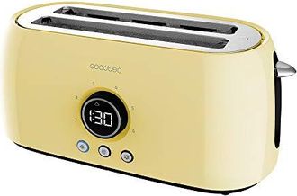 Cecotec Digitaler Toaster ClassicToast 15000 Yellow Extra Double, 1500 W, Kapazität für 4 Scheiben Brot, 2 extra breite Langschlitze, 3 Funktionen, LED-Licht,