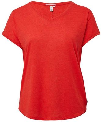 QS by s.Oliver Kurzarmshirt T-Shirt Locker geschnittenes T-Shirt aus Leinenmix