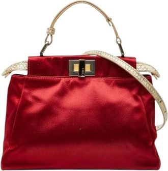 Fendi Pre-owned Mini Peekaboo Satin Leather 2way Bag - Femme - Pre-owned - Rouge - Taille: ONE Size