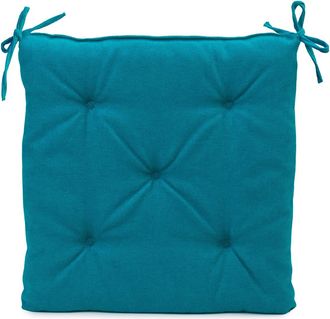 G&ouml;zze Sitzkissen mit Befestigungsb&auml;ndern, Stuhlkissen, Gesteppt, Darco, 40 x 40 x 4 cm - Petrol