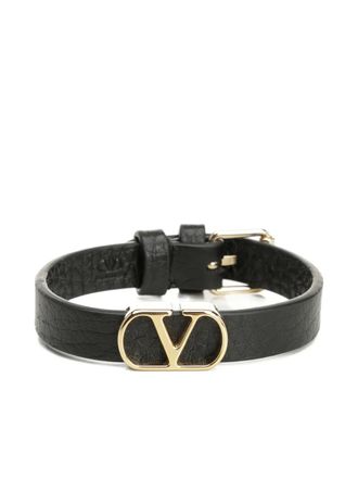 Valentino Garavani Lederarmband mit V-Logo - Schwarz