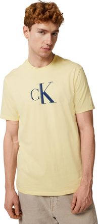 Calvin Klein Herren T-Shirt Kurzarm Center Monogram Classic aus Baumwolle, Gelb (Sunlight), L