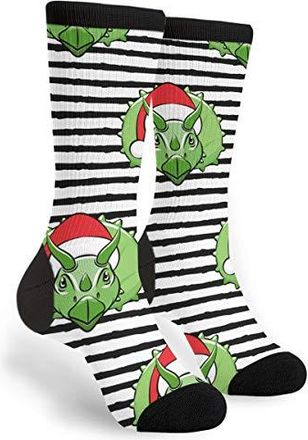Generic Tric&eacute;ratops - Noir Ray&eacute; Vert Femme Homme Chaussettes De Sport Chaudes Chaussette De Course Comfort Socquette D&Eacute;quipage Pour Randonn&eacute;e Marche Sport