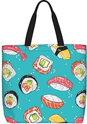 Generic Sac De Courses Cuisine Sushi Roll Ramen Sac &Agrave; Dos De Grande Capacit&eacute; R&eacute;utilisable Sacs En Toile &Eacute;paule, Pour Shopping, &Eacute;cole, Femmes, Voyage