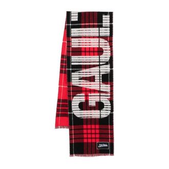 Jean Paul Gaultier Femme, Accessoires, Multicolore, Taille: ONE Size Écharpe en Laine Tartan Rouge Noir Blanc