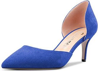Castamere Femmes Aiguille Mi Talon Heel Pointu Bout Escarpins Two-Piece Slip-on Bureau Classique 6 CM Heels Bleu Royal 42 EU