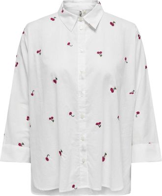 Only Damen Onlnew Lina Grace Ls Emb Shirt Noos WVN Knopfverschluss Box Fit Hemd Mit Langen Ärmeln, Bright White, XXS