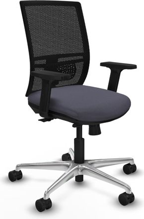 Piqueras y Crespo B&uuml;rostuhl mit 2D-Armen, h&ouml;henverstellbare Lendenwirbelst&uuml;tze, ausgestattet mit Syncro/Traslack und Schneidschaum, mit Rollen von 65 mm, Nylon, Schwarz