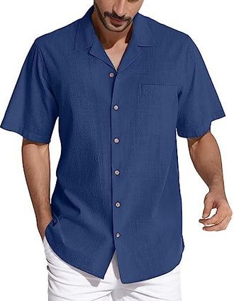 Generic Chemise d&eacute;contract&eacute;e des Cara&iuml;bes pour homme &agrave; manches courtes boutonn&eacute;e pour la plage hawa&iuml;enne palmier ample tropical &eacute;t&eacute; Mexique bowling croisiere 