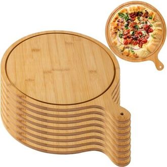 Generic Planche de service &agrave; pizza en bois - Lot de 8 plateaux l&eacute;gers avec poign&eacute;es pour la fabrication et le rangement de pizzas, sadapte jusqu&agrave; 33 cm, parfa