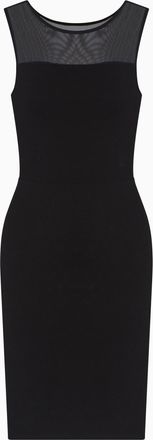 A|X Armani Exchange Damen Icon Project, Mesh Details, Small Logo Embroiderey Kleid, Schwarz, M/XL