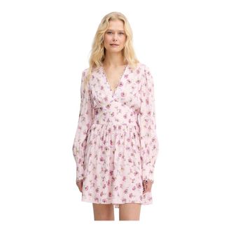 Twinset Kurzes Viskosekleid mit Blumenprint - - Dresses - Damen - Rosa - XS