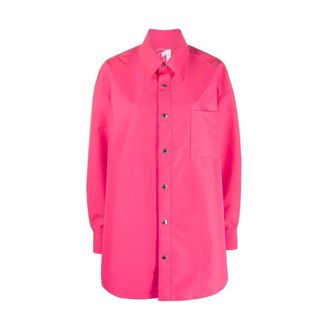 Khrisjoy Flamingo Pink Logo-Print Shirt Jacket - - Blouses & Shirts - Damen - Rosa - 2XS