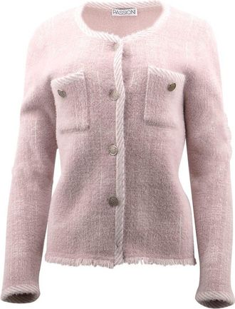 Passioni Strickjacke mit gestreiftem Kontrastsaum