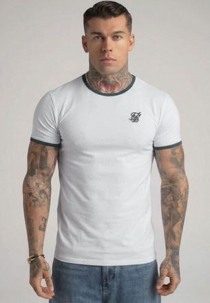 Siksilk Herren Wei&szlig;, Blau Ringer T-Shirt XXL