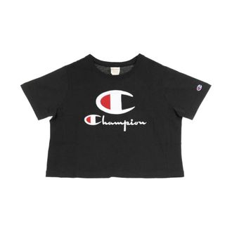 Champion Schwarzes Croptop Crewneck T-Shirt Damen - - Tops - Damen - Schwarzk - L