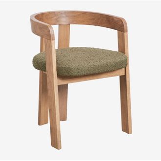 Sklum 4er-Set Esszimmerst&uuml;hle mit Armlehnen aus Holz und Polsterung Yvone Braun Natur