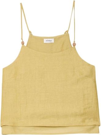 ottod'Ame Femme, Tops, Jaune, Taille: 36 FR Haut &agrave; Bretelles &agrave; Volants