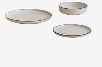 Sklum Geschirrset aus 12 Teilen aus Steingut Ronilena Wei&szlig; Gardenia - Blau Ken