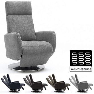 Cavadore Cobra Fauteuil Relax Inclinable Réglable en Continu, Taille Ergonomique M, Charge Max 130 kg, 71 x 110 x 82 cm, Gris Clair