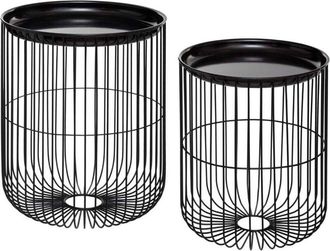 Atmosphera Atmosphera - Ensemble de 2 tables dappoint en métal noir Créateur dintérieur - Tables basses modernes pour salon, design élégant et robuste